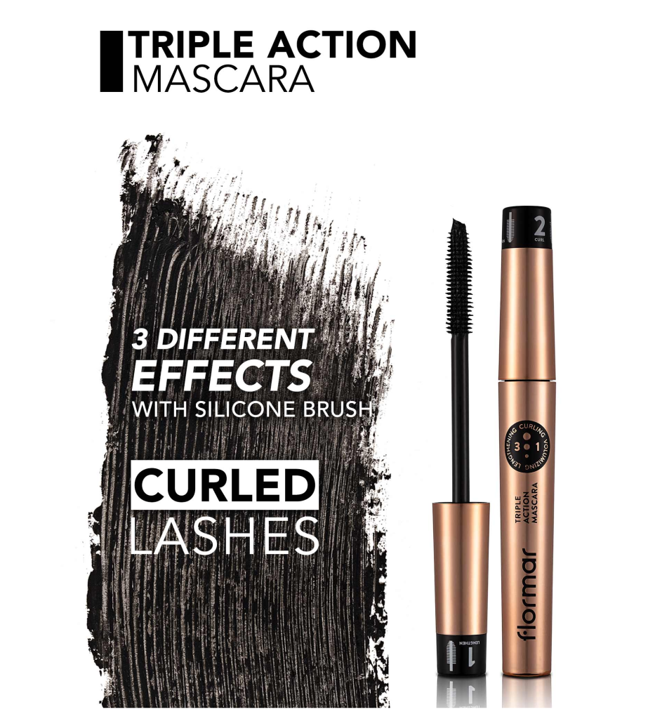 Flormar Máscara para Pestañas Triple Action Mascara Volumen - MAGÚ ECUADOR
