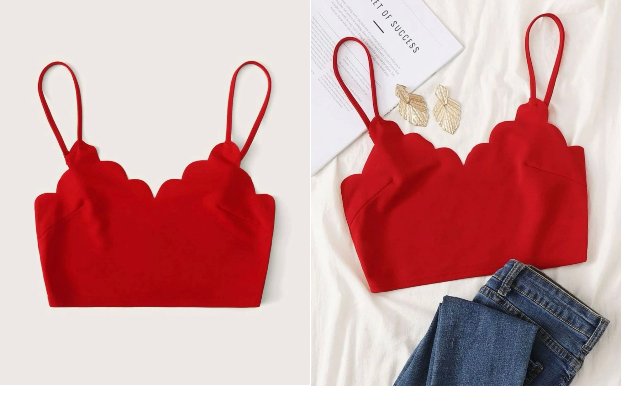 Top corto de tirante ribete en abanico - MAGÚ ECUADOR