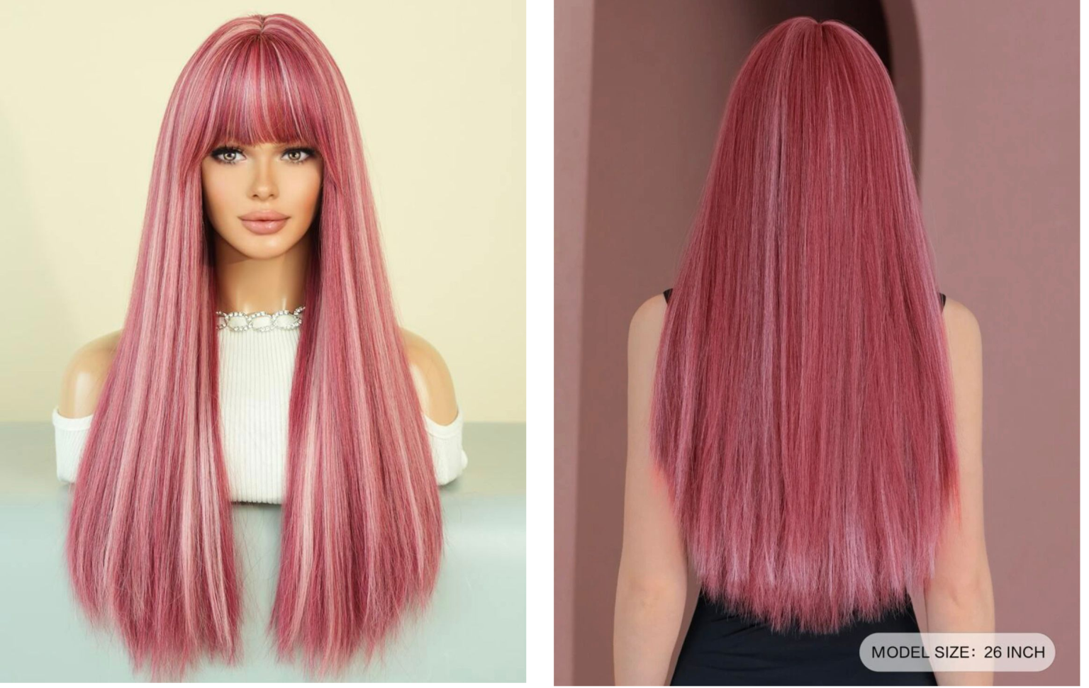 Pelucas 7JHH peluca rosa con flequillo - MAGÚ ECUADOR